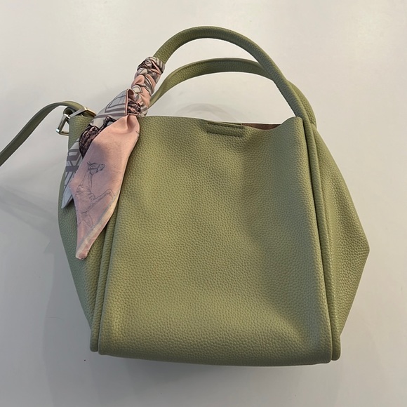 Bags | Avocado Color Leather Handbag With A Small Bag Inside 8x8x55 ...